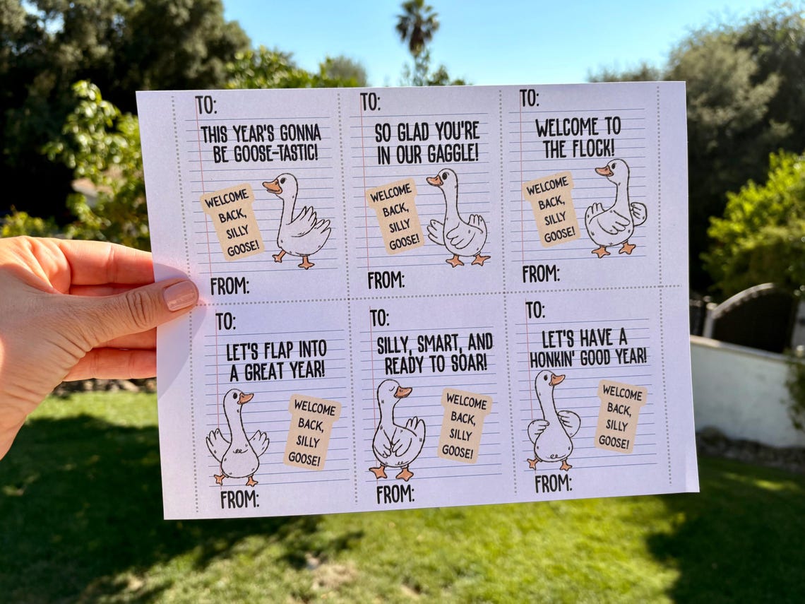 Silly Goose Welcome Back Student Cards: First Day of School Desk Notes ...