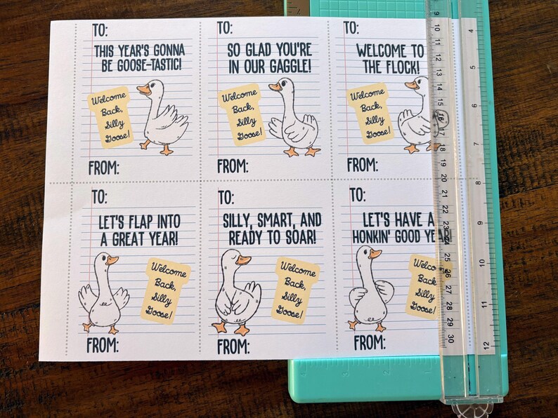 Silly Goose Welcome Back Student Cards: First Day of School Desk Notes ...