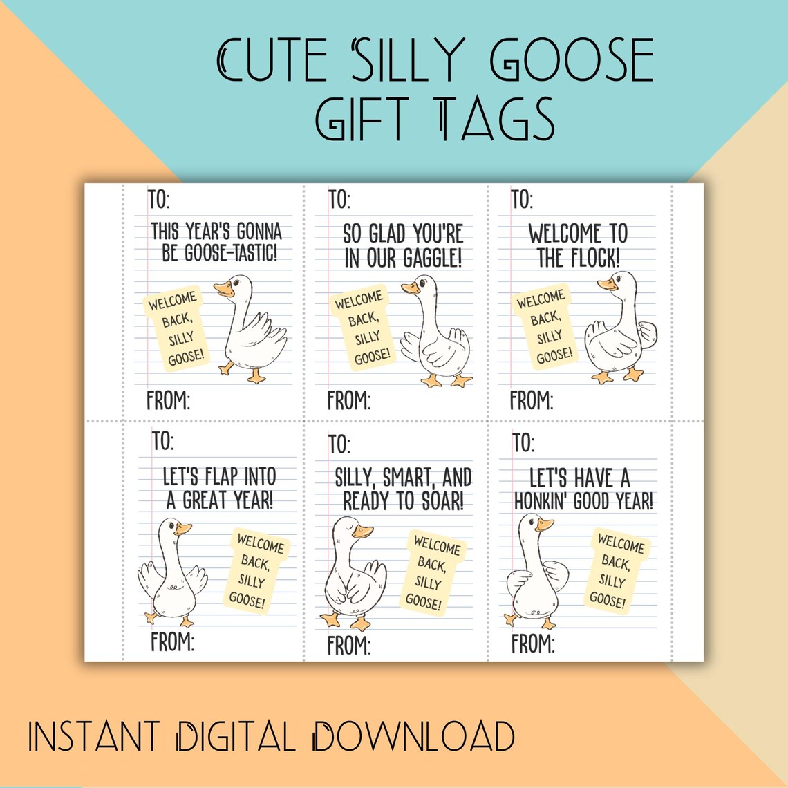 Silly Goose Welcome Back Student Cards: First Day of School Desk Notes ...