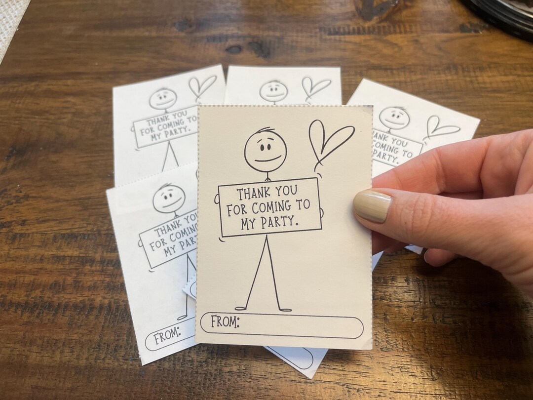 Stick Figure Thank You Tags | Editable & Printable Birthday Tags | DIY ...