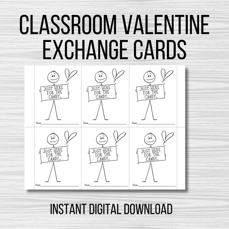 Funny Classroom Valentine’s Day Exchange Cards for Boys– “just Here for ...