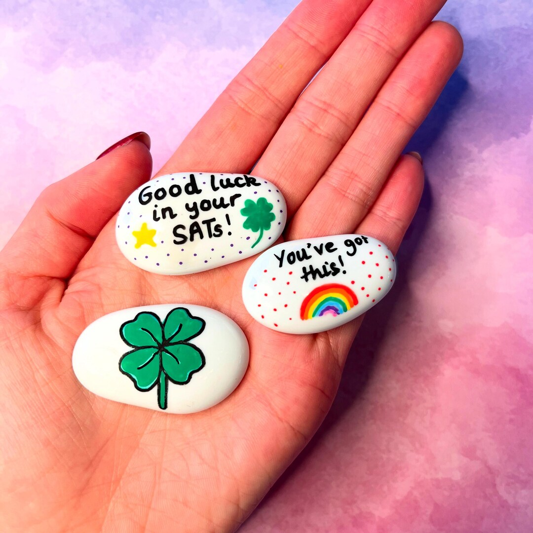 Good Luck Pocket Pebbles (sats) Painted Stones Gift - Set of 3 - Etsy