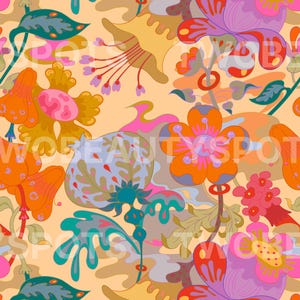 Summer Flowers – Editable Hand-drawn Seamless Floral Pattern. Digital ...