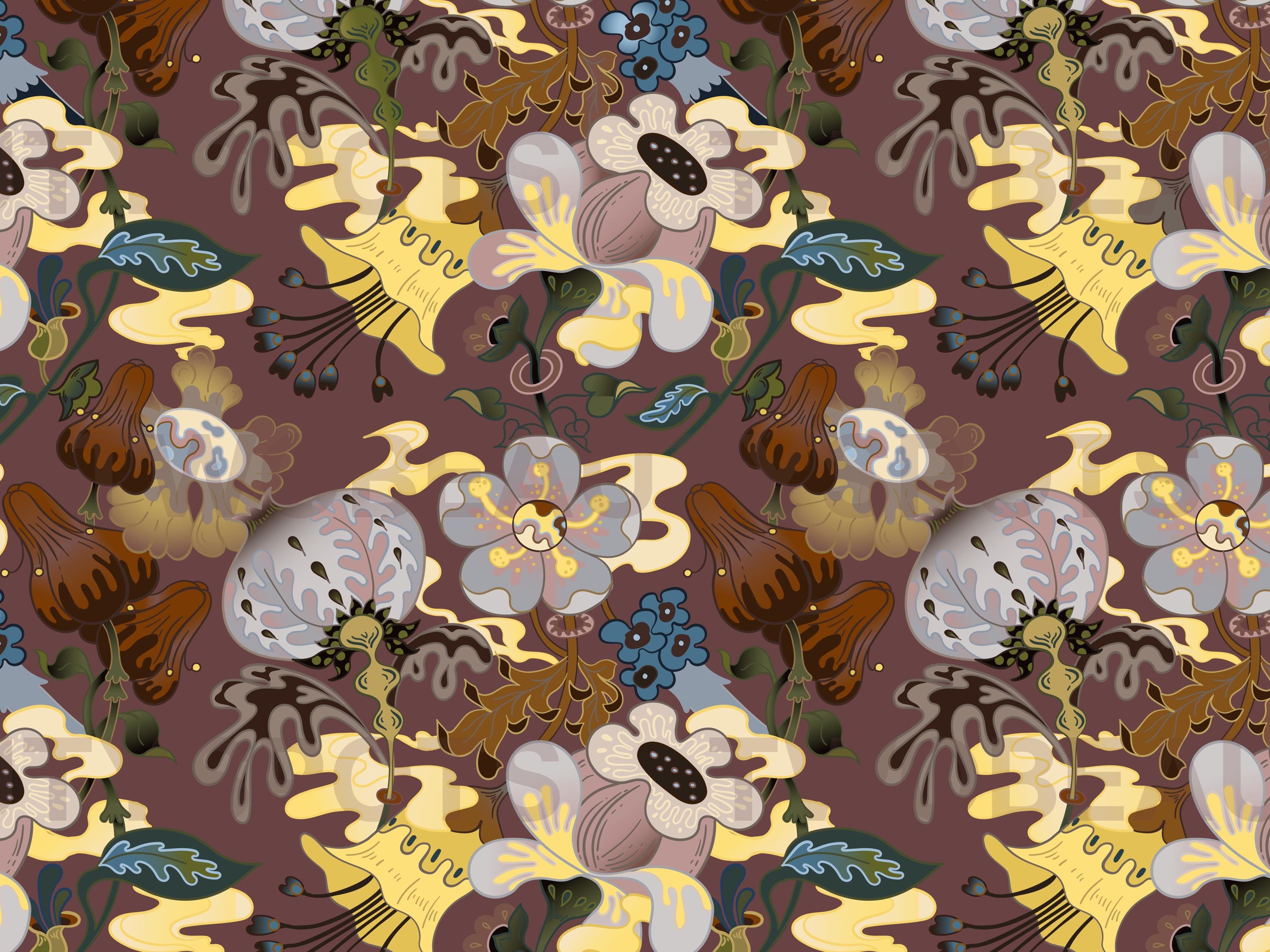 Summer Flowers – Editable Hand-drawn Seamless Floral Pattern. Digital ...
