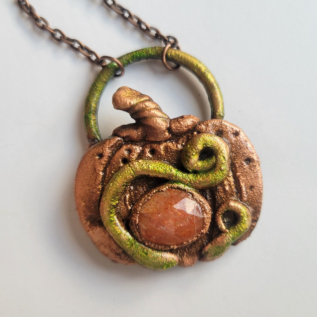 Large Pumpkin Pendant, Electroformed Jewelry, One of a Kind ...
