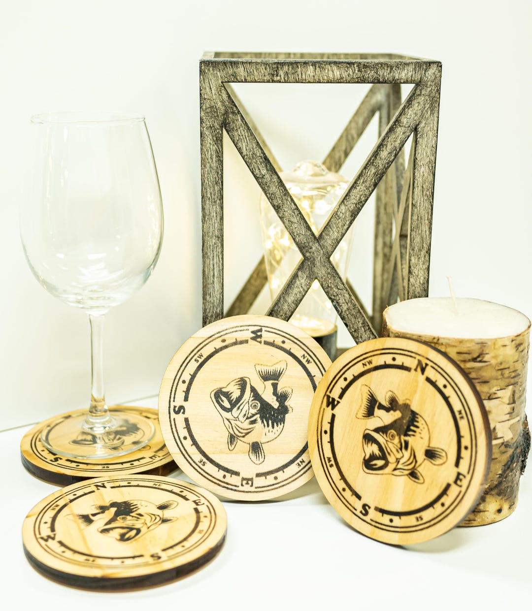 Wood Coasters, Bass Fish Coasters, Bass Fish , Laser Engraved Coasters ...