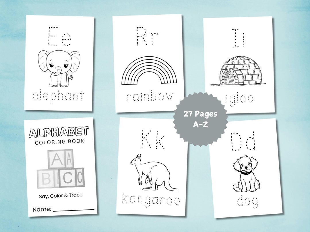 Alphabet Say Color Trace Book - Etsy