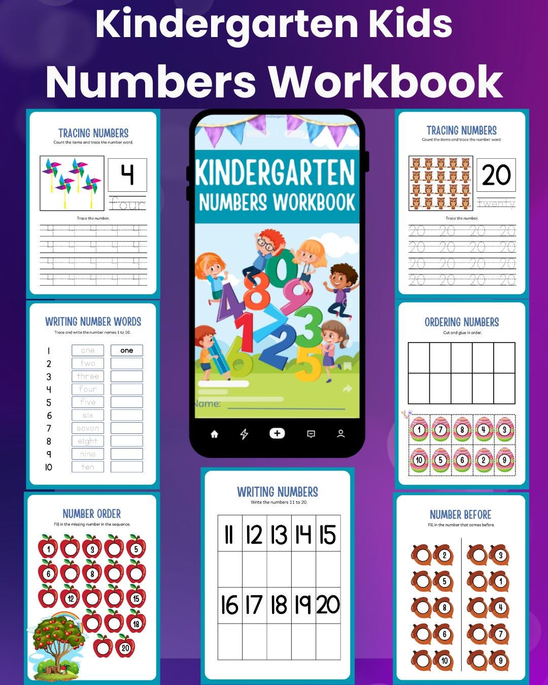 Kindergarten Numbers Workbook | Tracing, Counting & Number Order ...