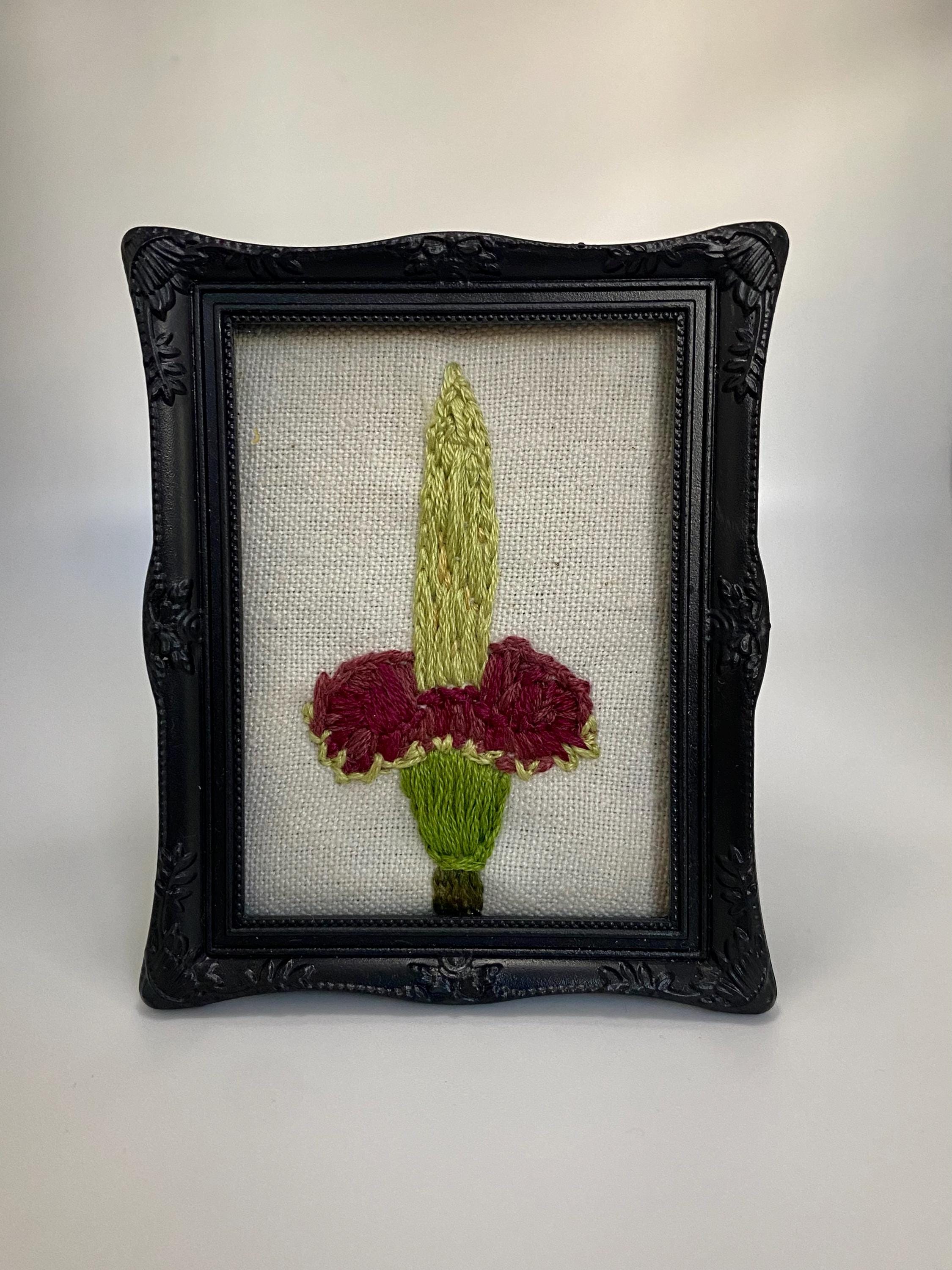 Corpse Flower Hand Embroidery Art in Black Magnetic Miniature Rococo ...
