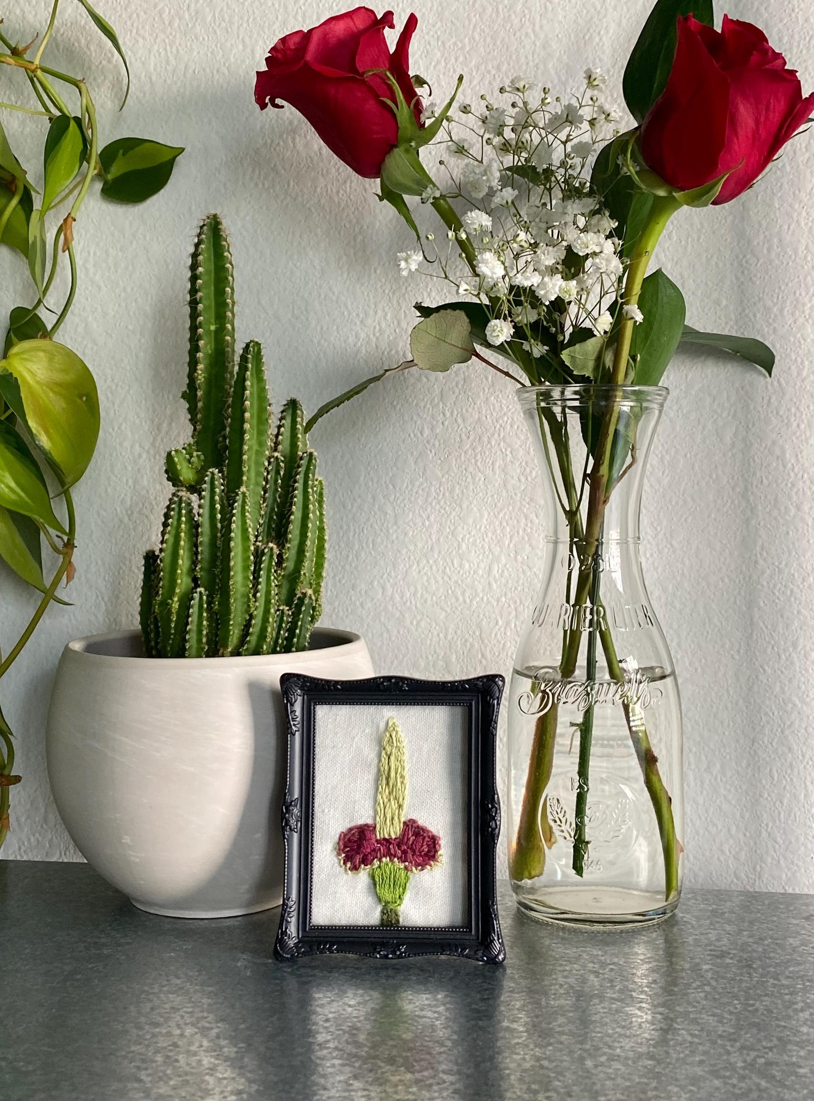 Corpse Flower Hand Embroidery Art in Black Magnetic Miniature Rococo ...