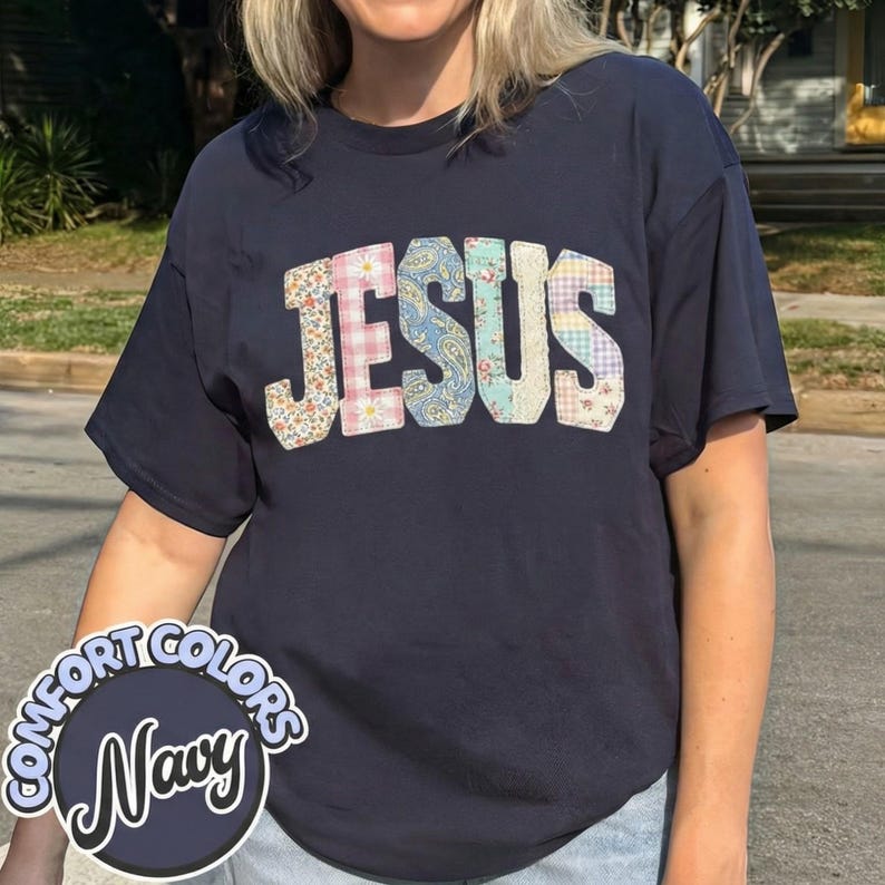 Jesus Floral Patchwork PNG Shirt Design, Cute Christian Faith ...