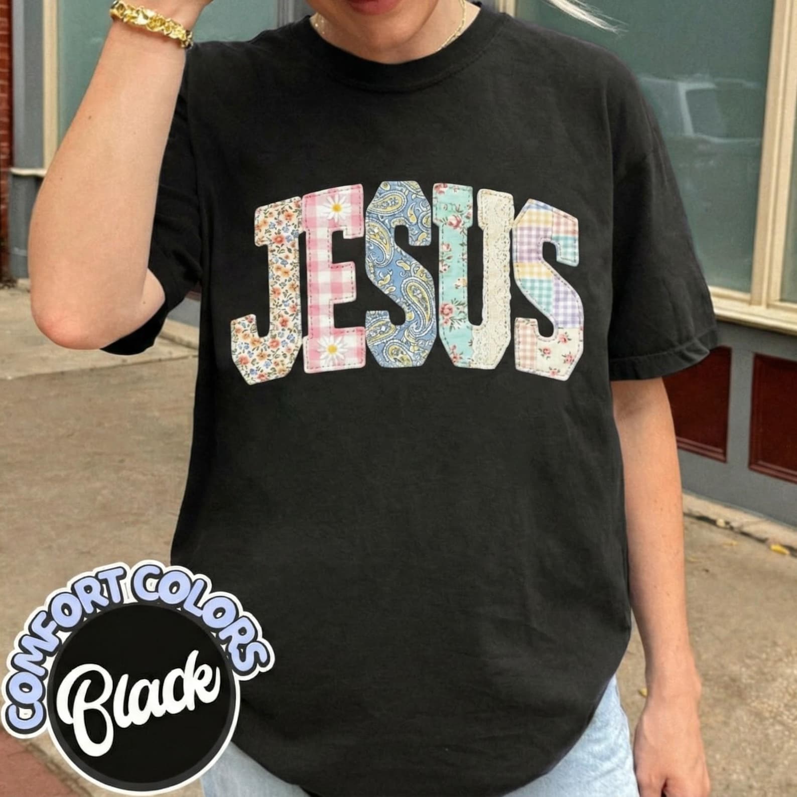 Jesus Floral Patchwork PNG Shirt Design, Cute Christian Faith ...