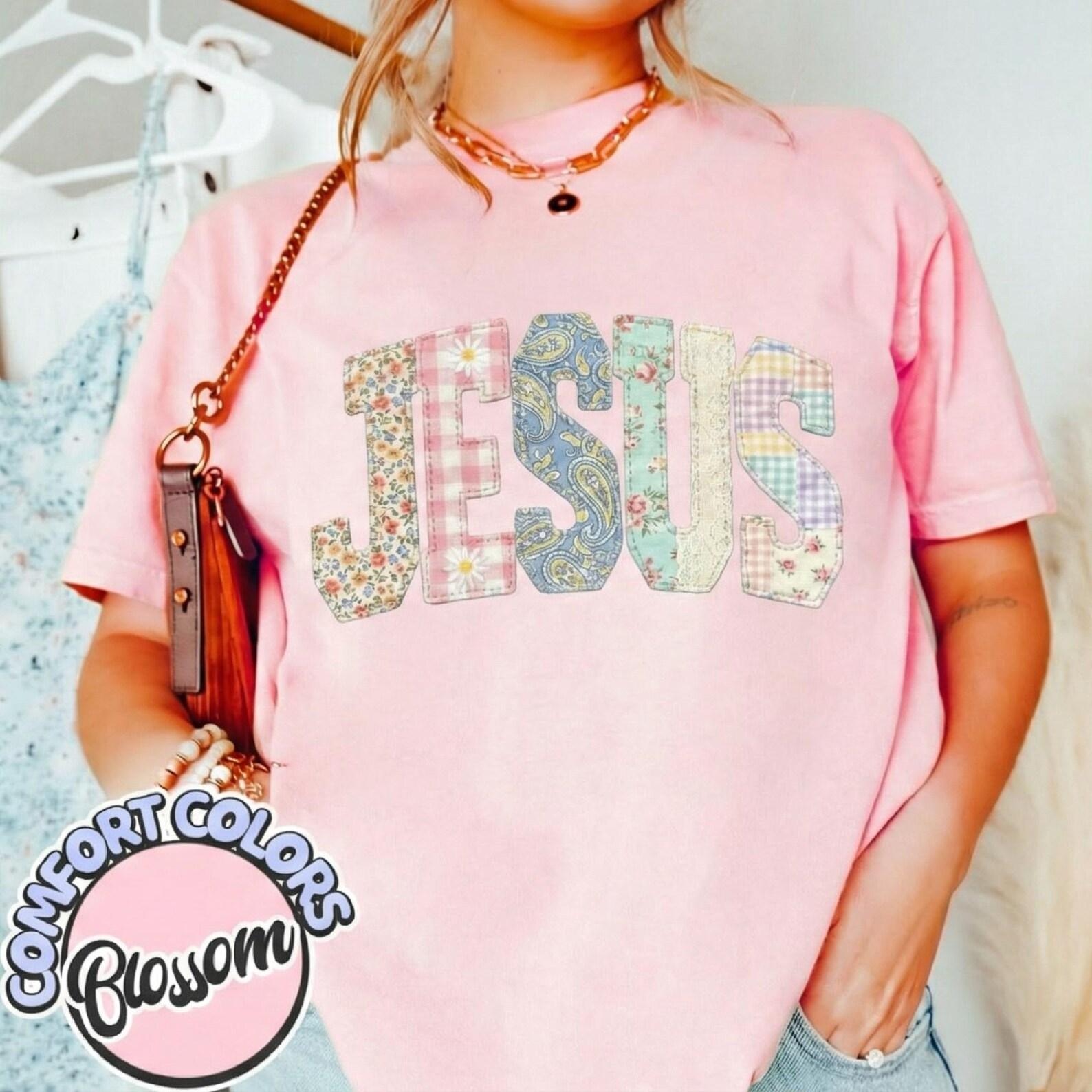 Jesus Floral Patchwork PNG Shirt Design, Cute Christian Faith ...
