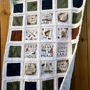 Lake Themed Quilt, Soft Chenille Feel Seams, Bold Jewel Toned Fabric ...