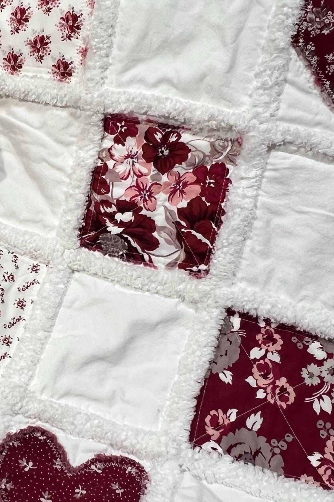The “dovie” Red & White Rag Quilt 34x40. Perfect Gifting for Baby, or ...