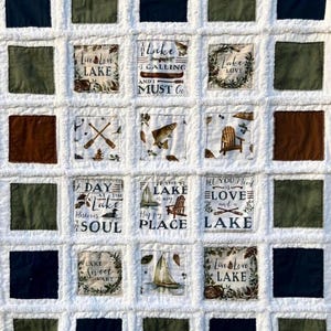 Lake Themed Quilt, Soft Chenille Feel Seams, Bold Jewel Toned Fabric ...