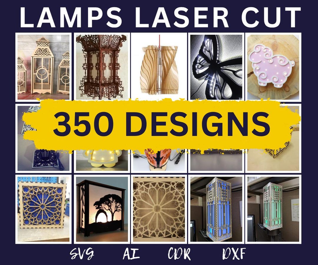 350 Lamps Mega Bundle | Laser Cut SVG DXF CDR | Table Lamp, Lantern ...
