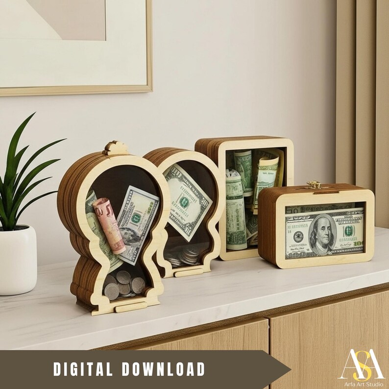 Money Box SVG Bundle | Piggy Bank Laser Cut Files | Wooden Savings Box ...
