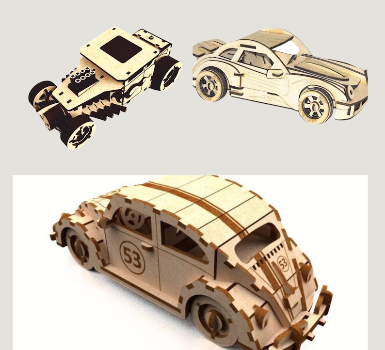 Laser Cut Car Model Files | 3D Wooden Puzzle (SVG, DXF, PDF) - Etsy