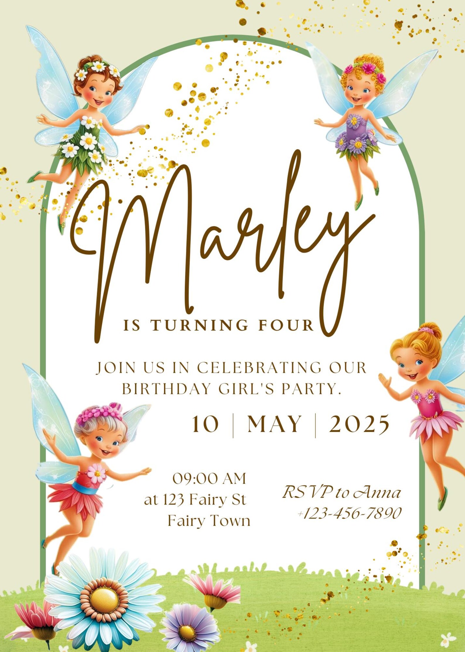 Fairy Birthday Invite Template Celebration Party Time Girls Birthday ...