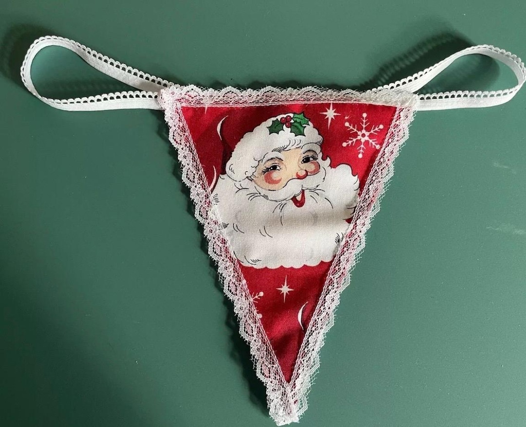 Womens Red SANTA CLAUS String Thong Lingerie Christmas Holiday Stocking ...