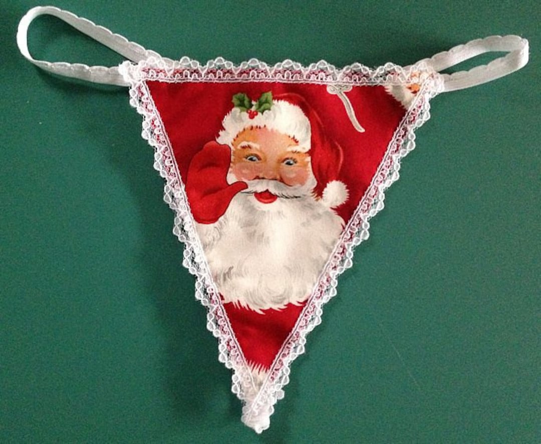 Womens Red SANTA CLAUS String Thong Lingerie Christmas Holiday Stocking ...