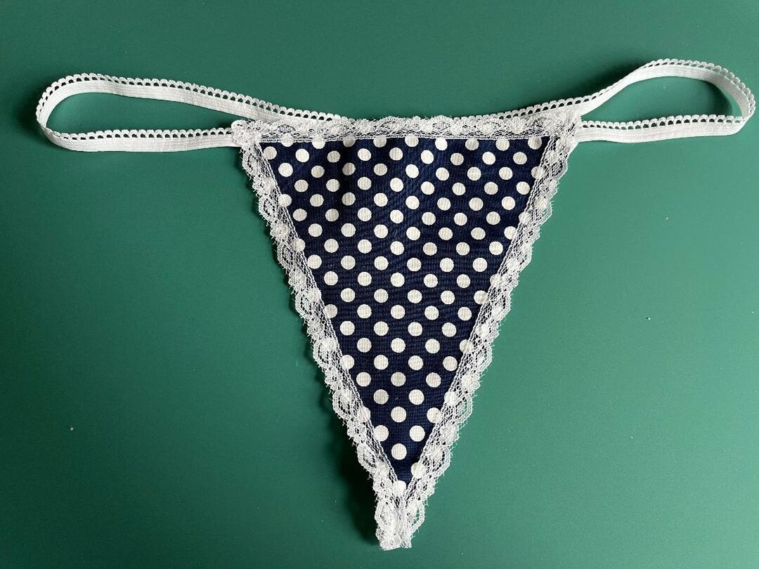 Womens Navy POLKA DOT String Thong Lingerie Underwear - Etsy