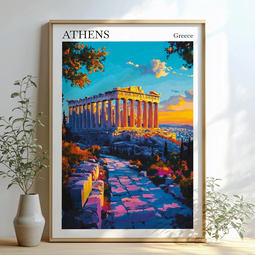 Athens Poster, Greece Travel Poster, Acropolis Art, European Decor ...