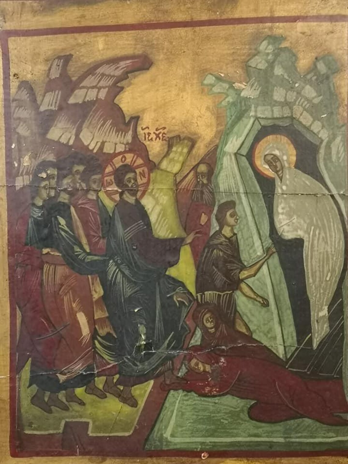 19th Century Greek Icon "the Raising of Lazarus" - Etsy