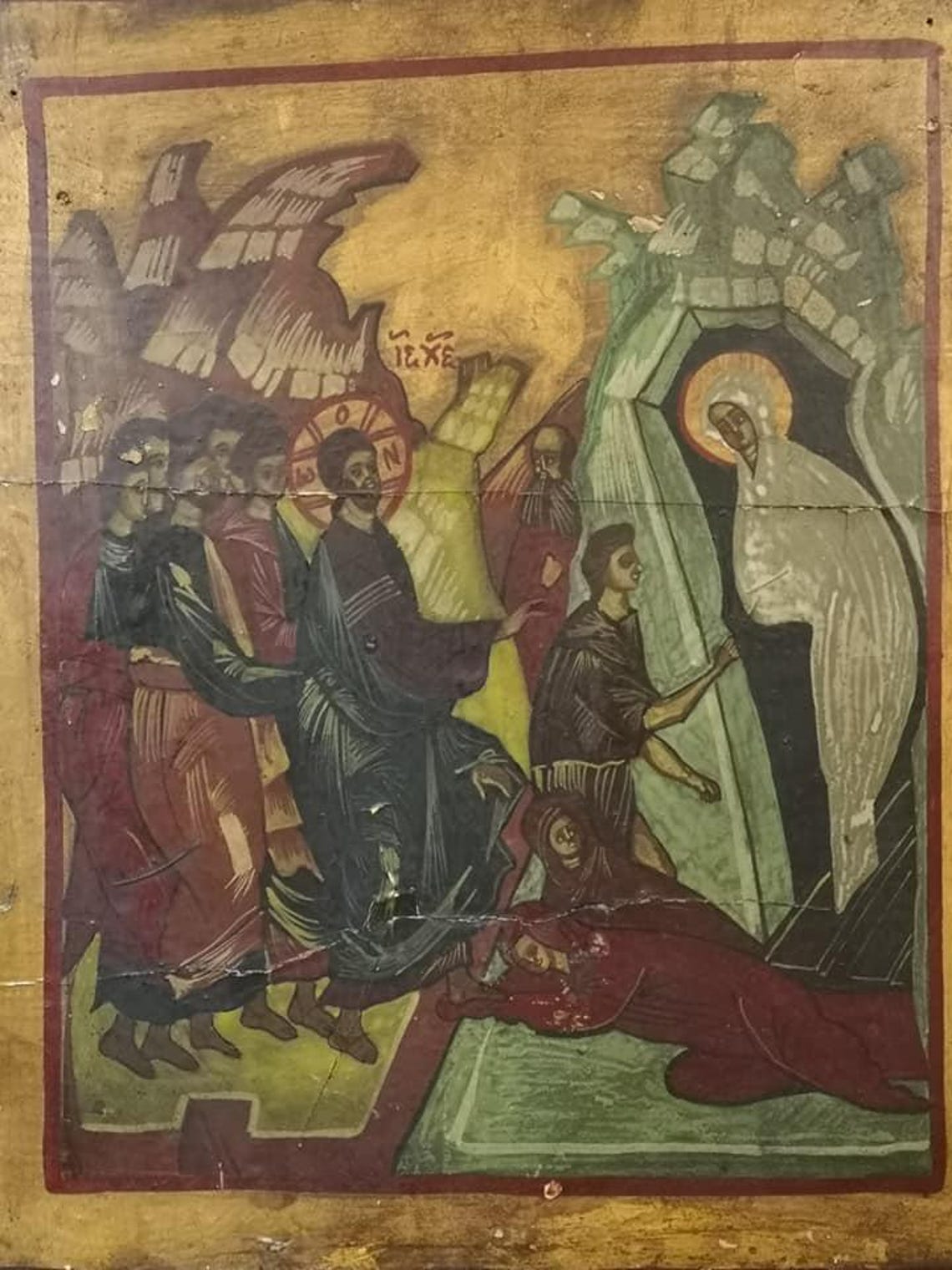 19th Century Greek Icon "the Raising of Lazarus" - Etsy
