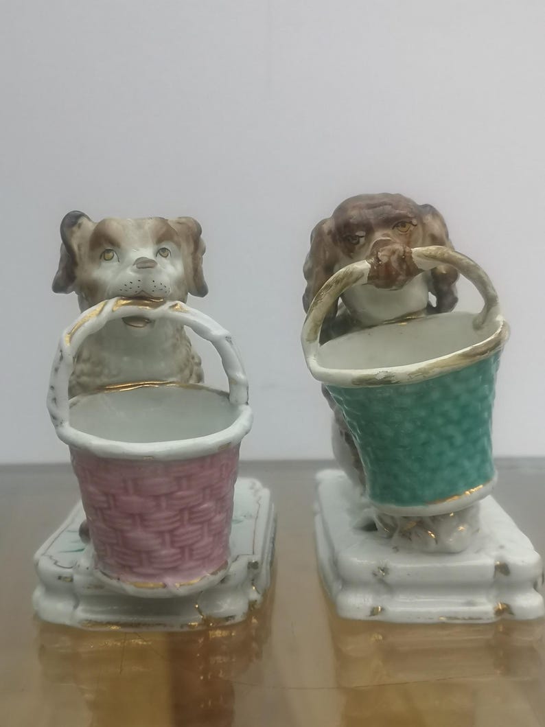 Pair of Victorian Bisque Porcelain Vases Modelled as Poodle Dogs ...