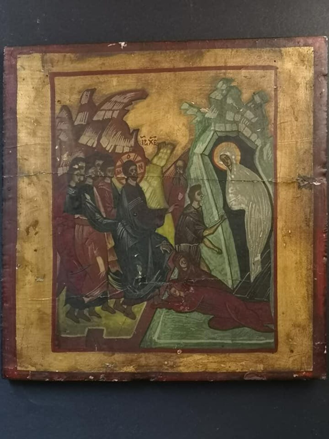 19th Century Greek Icon "the Raising of Lazarus" - Etsy