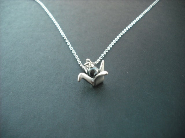 Sterling Silver Chain - Origami Paper Crane Necklace - Etsy