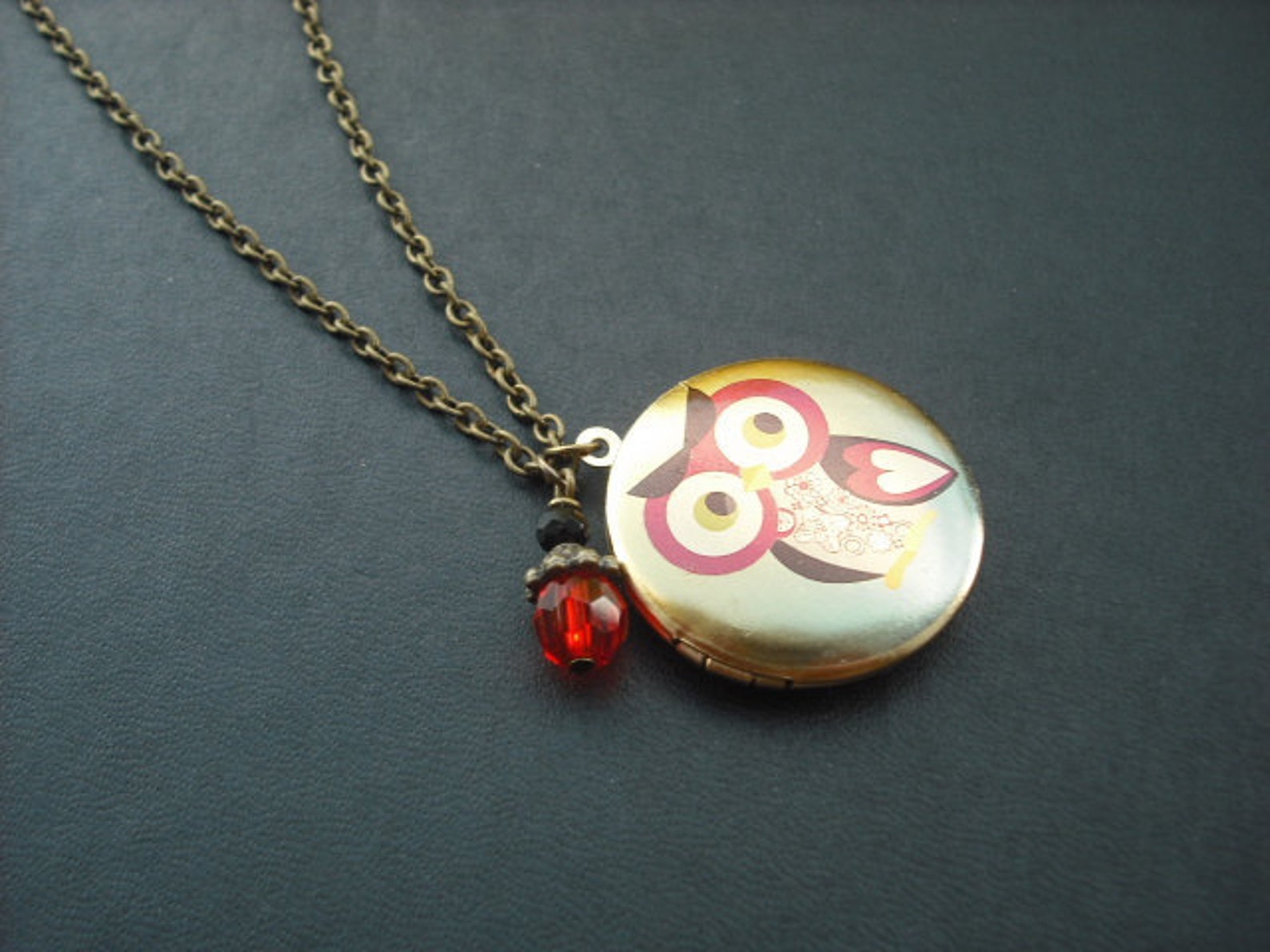 Whimsical Owl Locket With Antique Brass Chain Necklace - Etsy