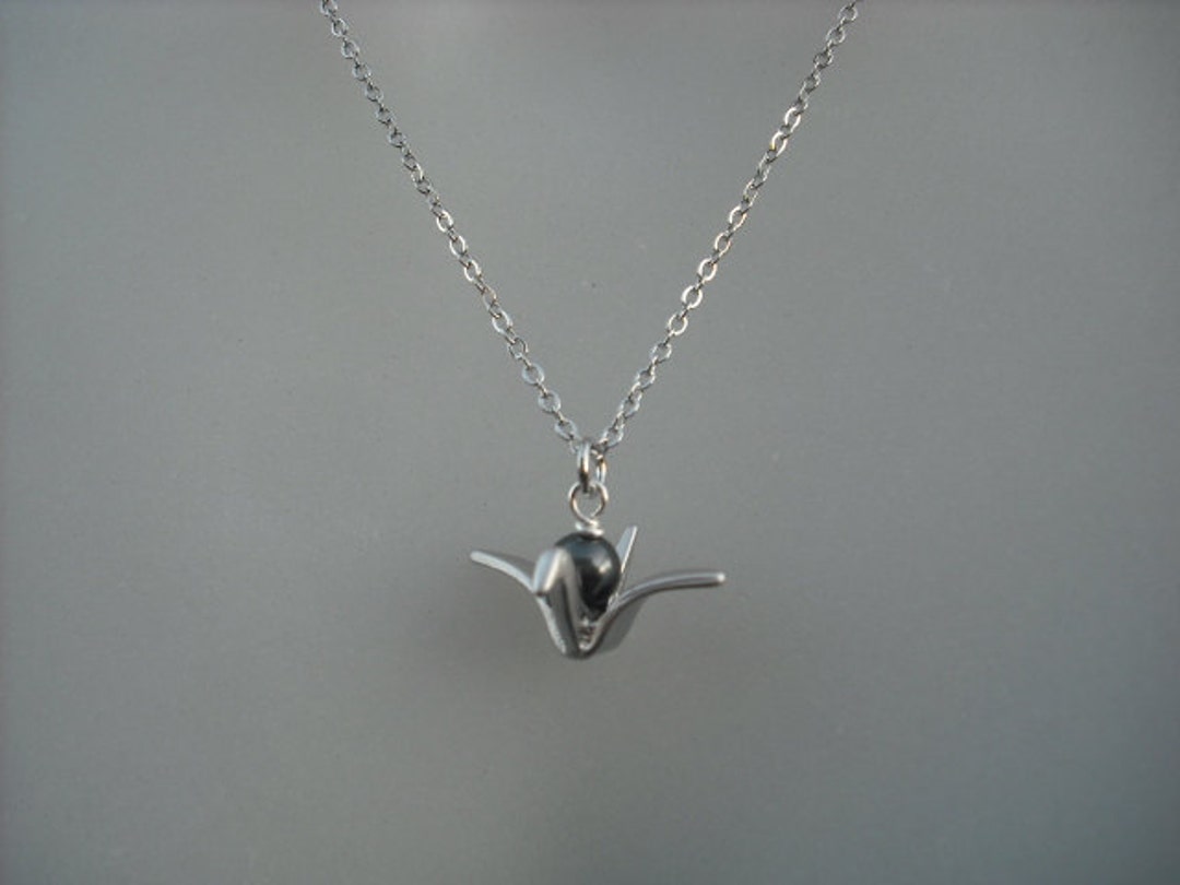 Sterling Silver Chain - Origami Paper Crane Necklace - Etsy