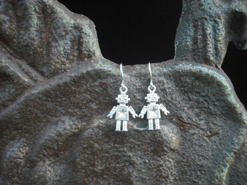 Matte Adorable Robot Charm Earrings - Etsy