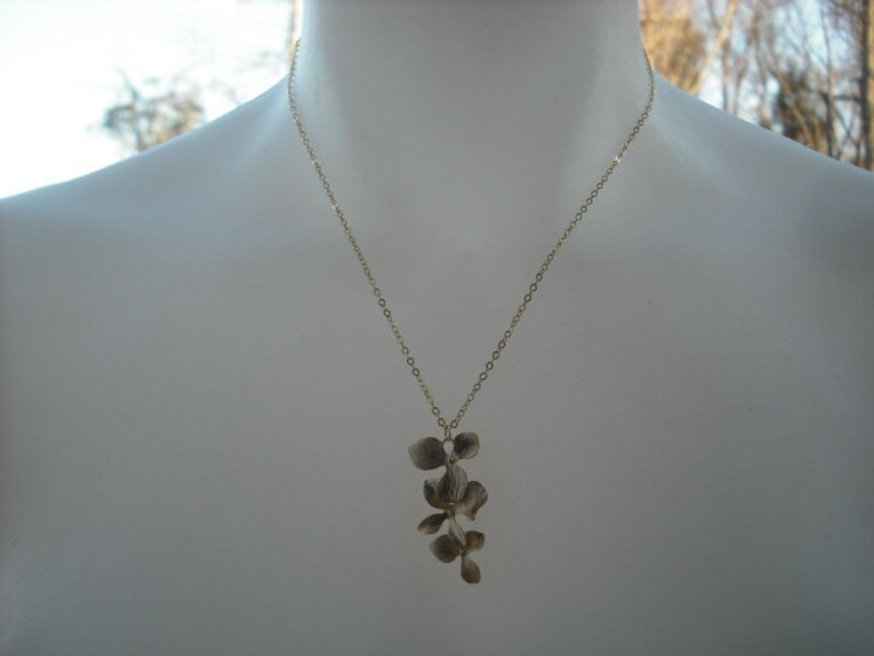 14k Gold Filled Chain - Triple Orchid Flowers Necklace - Etsy