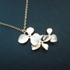 14k Gold Filled Chain - Triple Orchid Flowers Necklace - Etsy