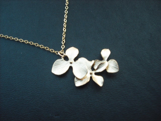 14k Gold Filled Chain - Triple Orchid Flowers Necklace - Etsy