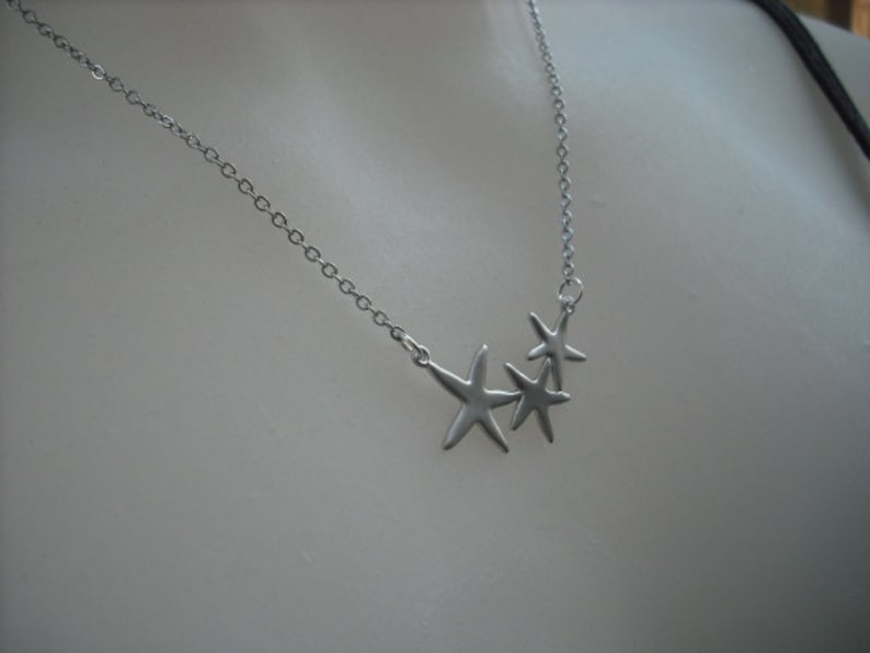 Sterling Silver Chain - Adorable Triple Starfish Necklace - Etsy