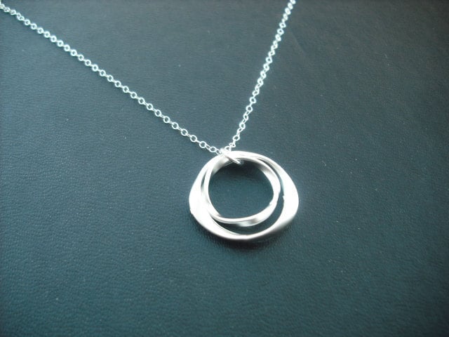 Sterling Silver Chain - Matte Double Twisted Circle Hoop Necklace - Etsy