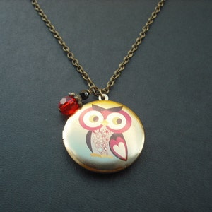 Whimsical Owl Locket With Antique Brass Chain Necklace - Etsy
