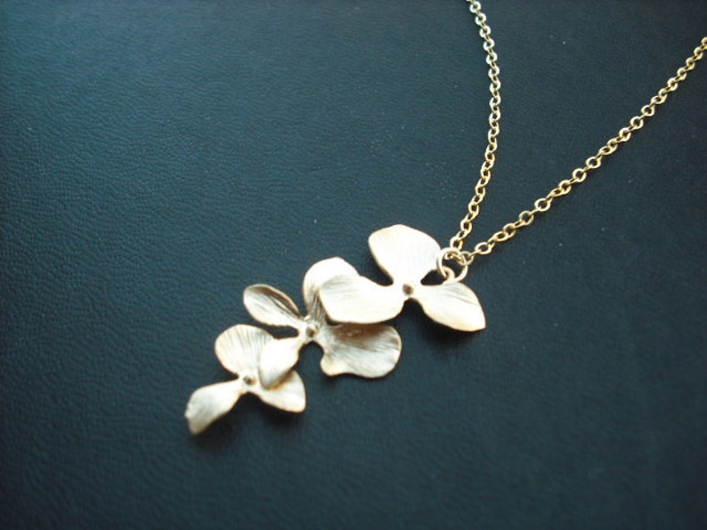 14k Gold Filled Chain - Triple Orchid Flowers Necklace - Etsy