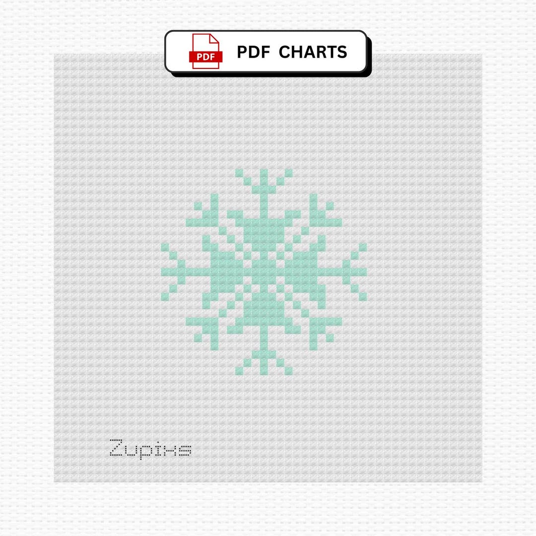 Snowflake Needlepoint Chart – 4"x4" 13 Mesh Winter Stitch Pattern ...