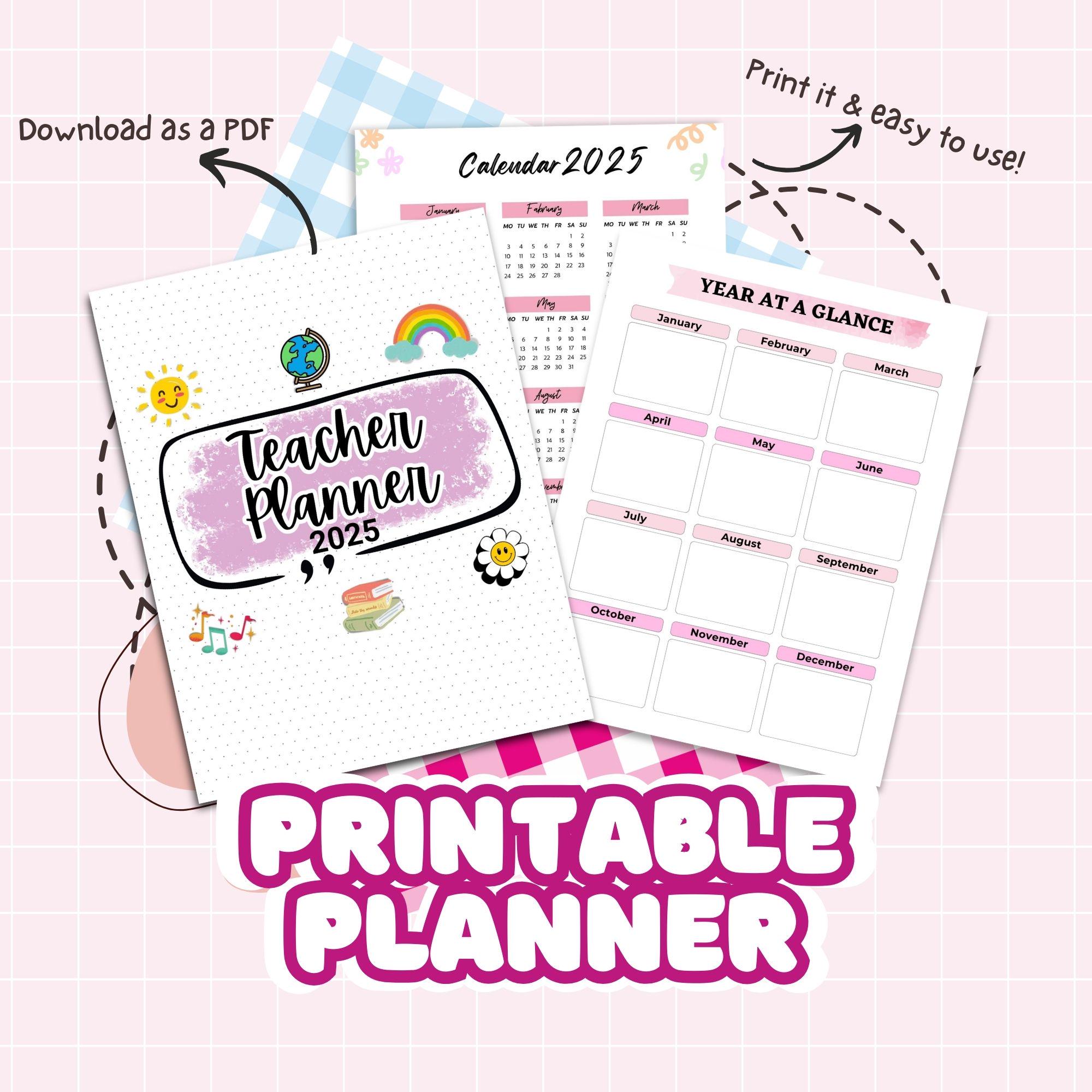 2025 TEACHER Planner Printable BUNDLE, Homeschool Teacher, Academic ...