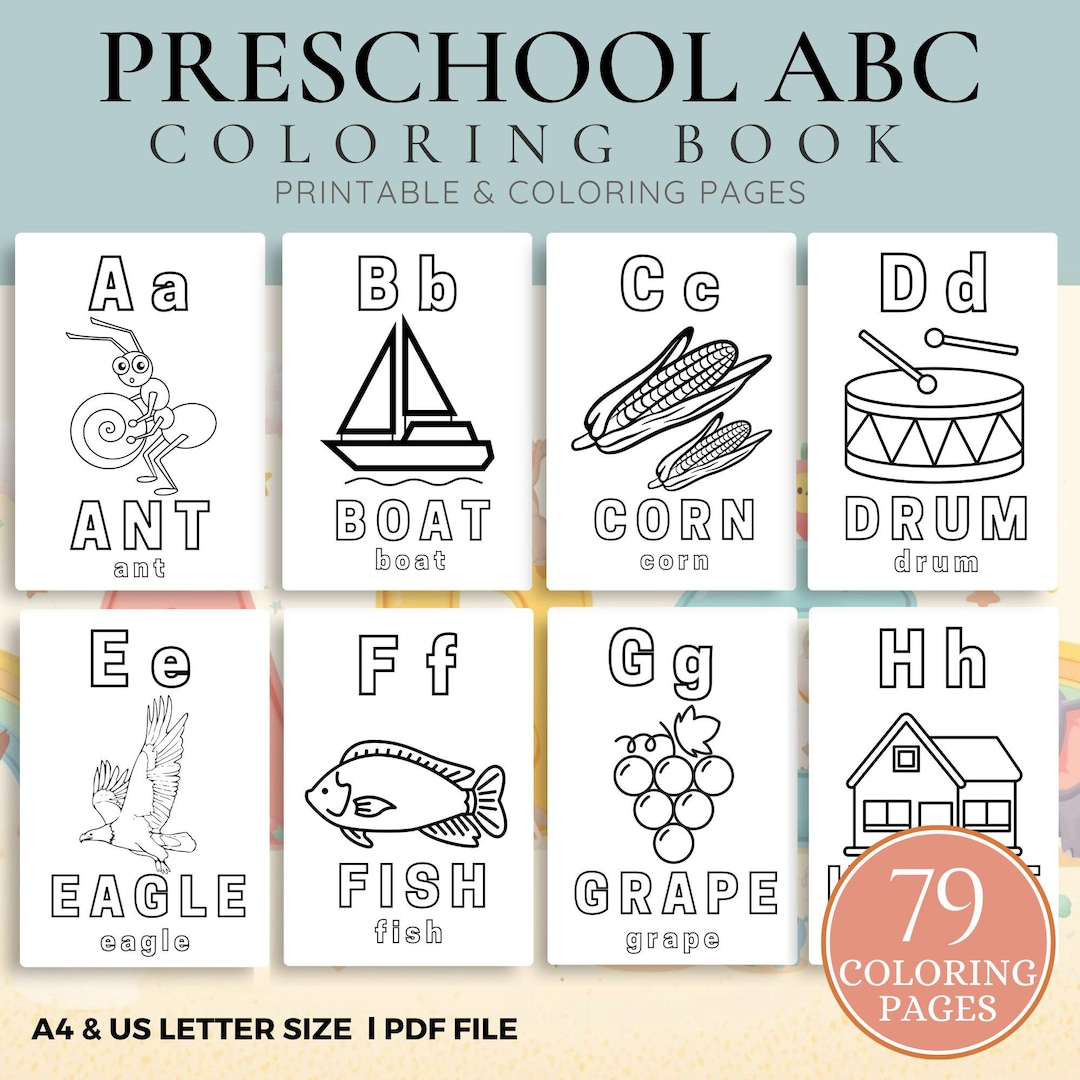 Preschool ABC Coloring Book, Printable ABC Letter, Preschool Activity ...