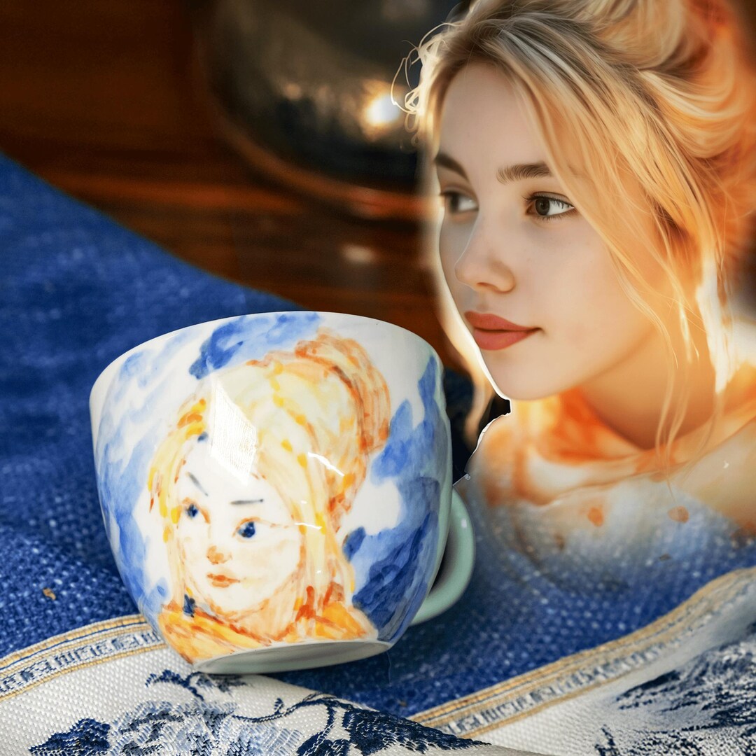 Custom Cartoon Girl Coffee Mug, Personalized Portrait Cup, Unique Gift ...