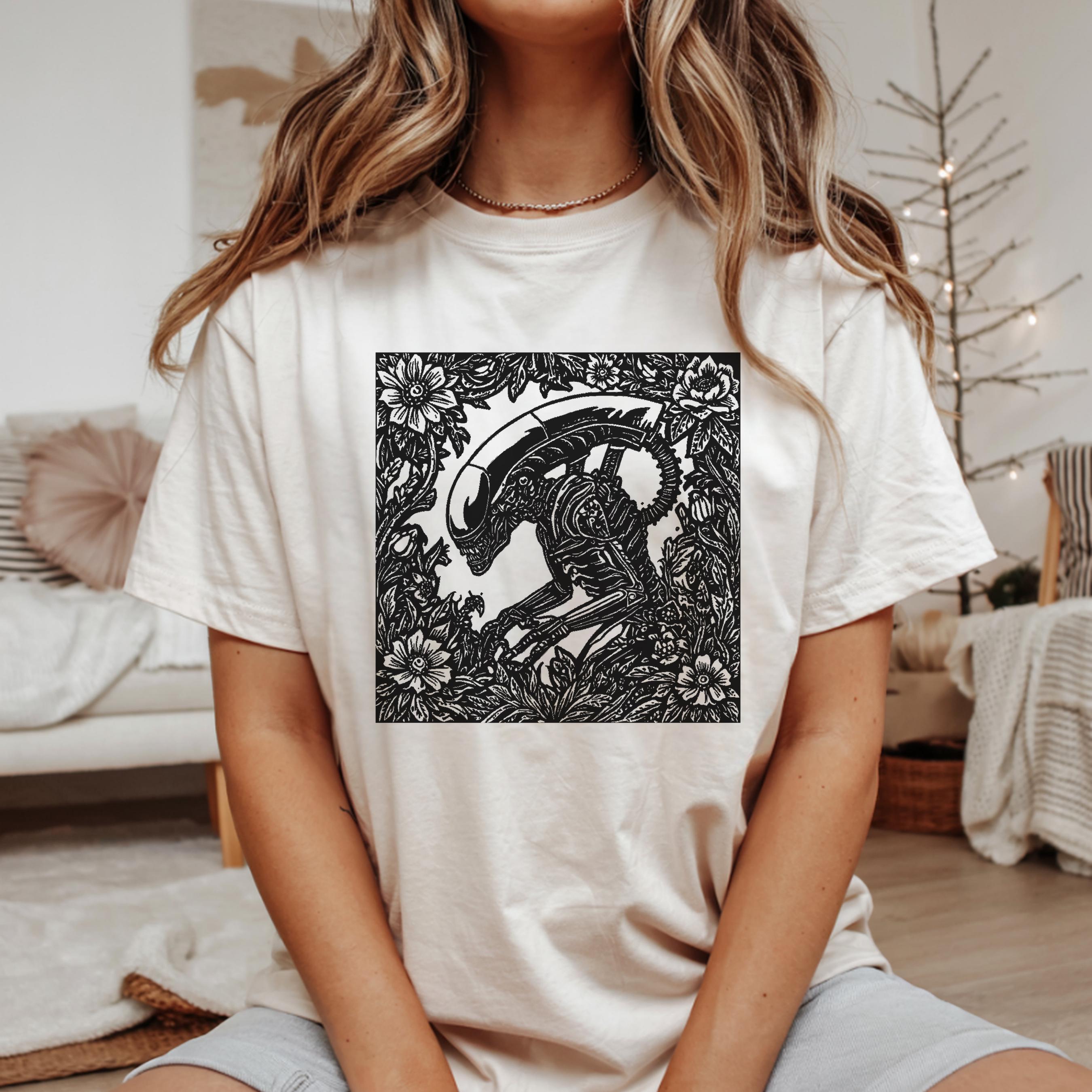 Folklore Xenomorph Comfort Colors T-shirt, Alien Artwork Tee, Unisex ...