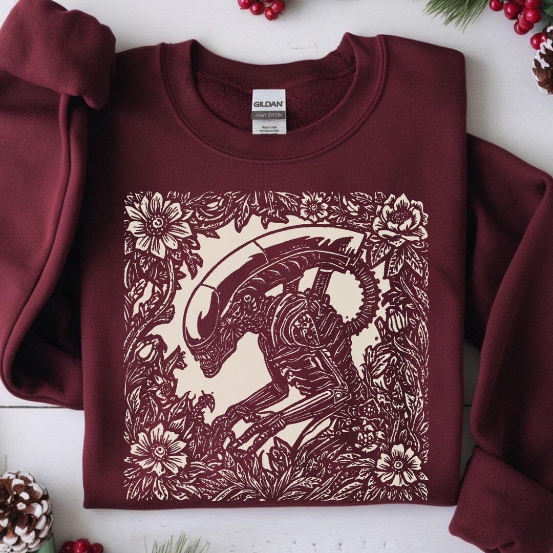 Folklore Xenomorph Sweatshirt, Alien Art Tee, Graphic Shirt, Sci-fi ...