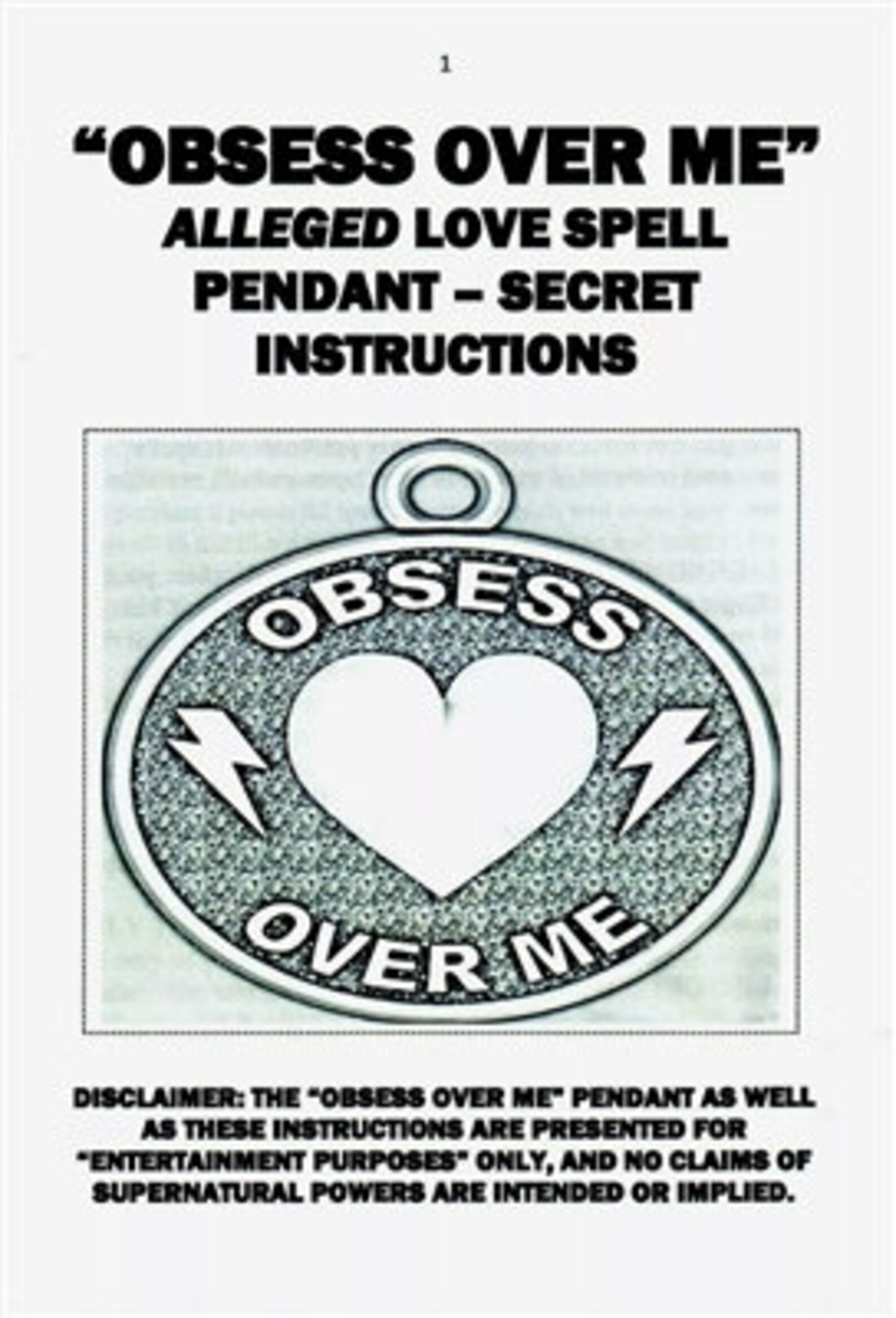 Obsess Over Me Pendant Free Cord Secret Instructions Love Magick Occult ...